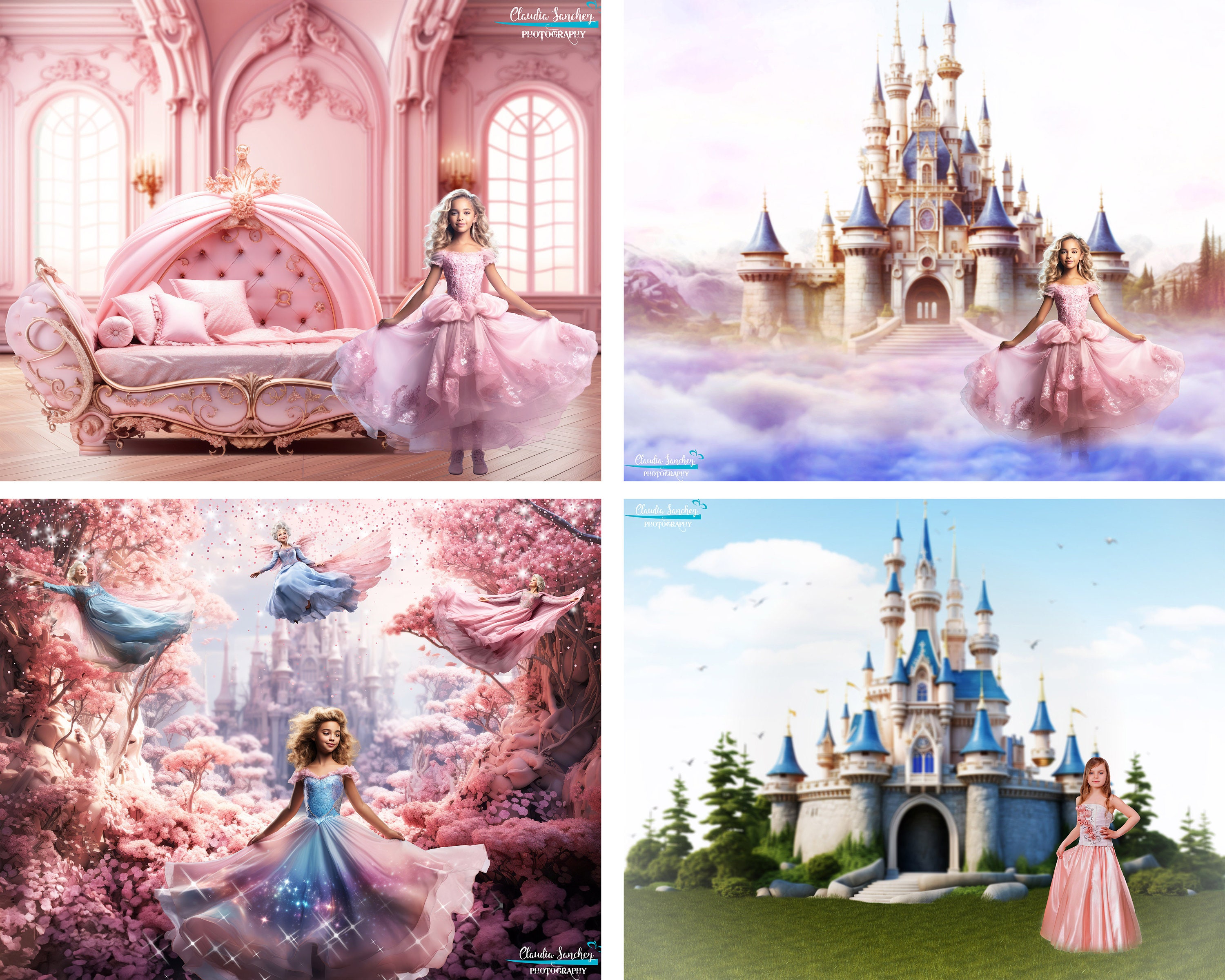 FOUR Sleeping Beauty Digital Backgrounds, Princess Backdrop, Fantasy ...