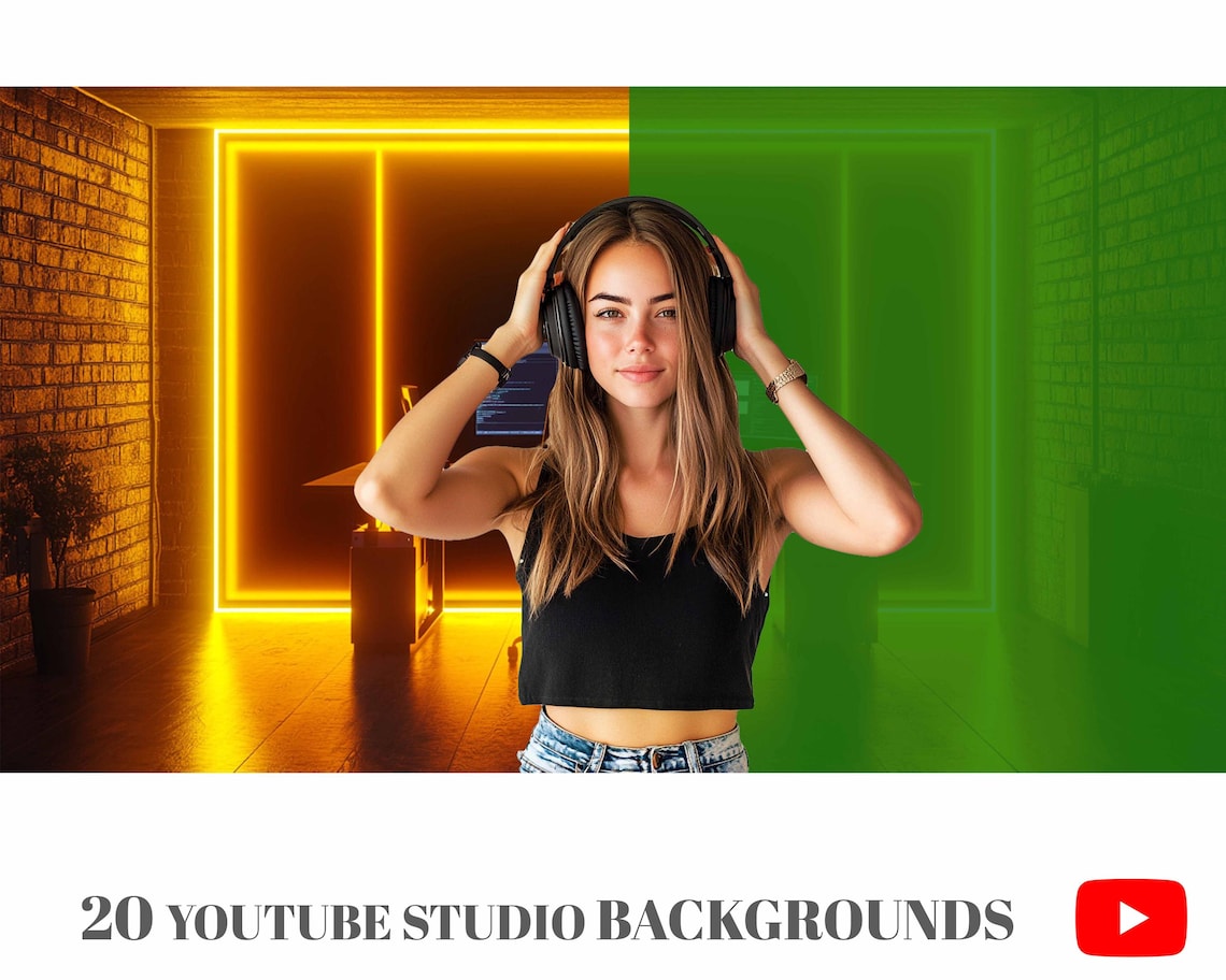 20 Professional Youtube Studio Backgrounds – Digital Backdrops (16:9 ...