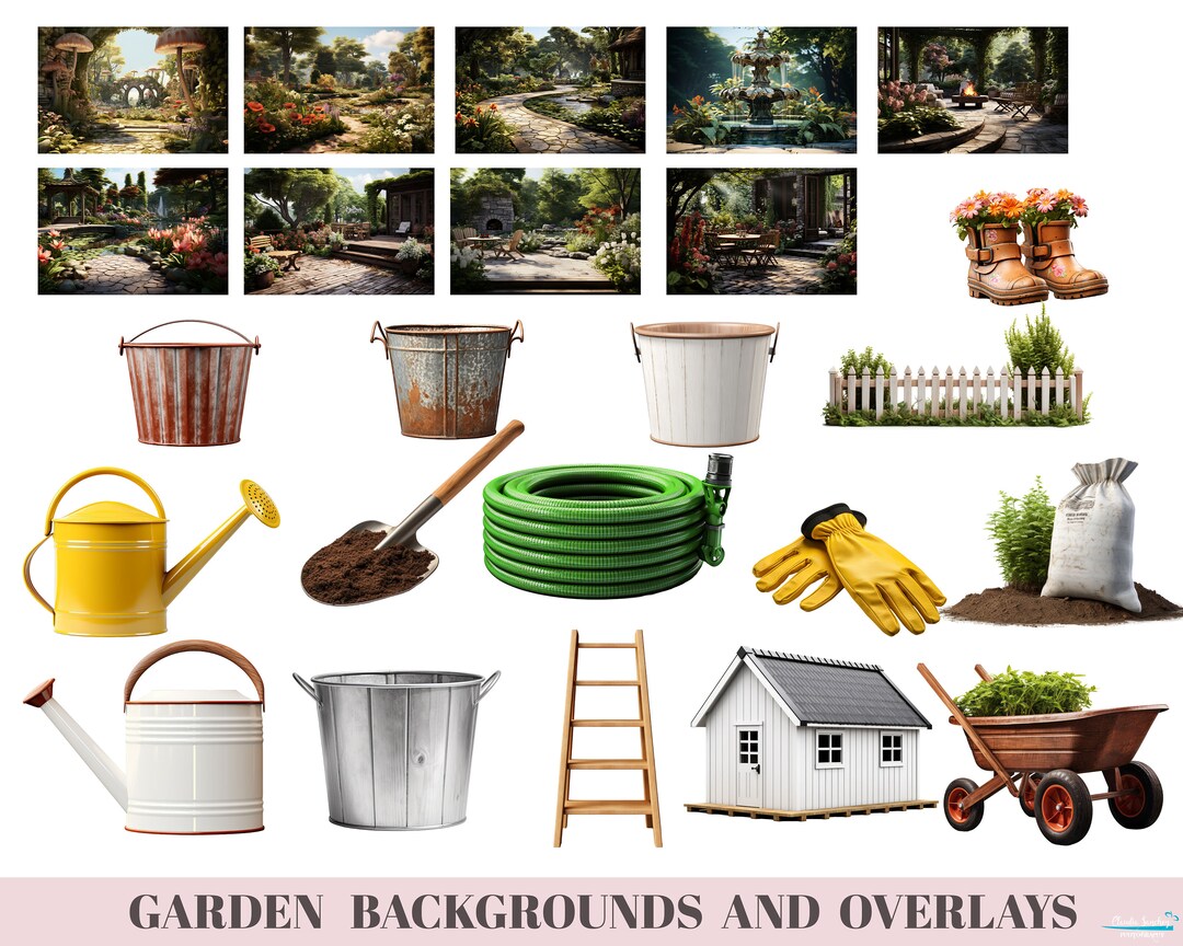 BUNDLE Garden Overlays and Backgrounds, PNG Clipart, Compositing ...