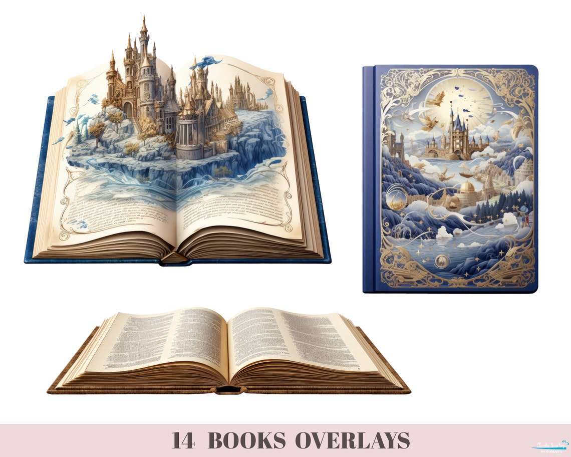 BUNDLE Books Overlays, PNG Clipart, Compositing, Digital Art ...