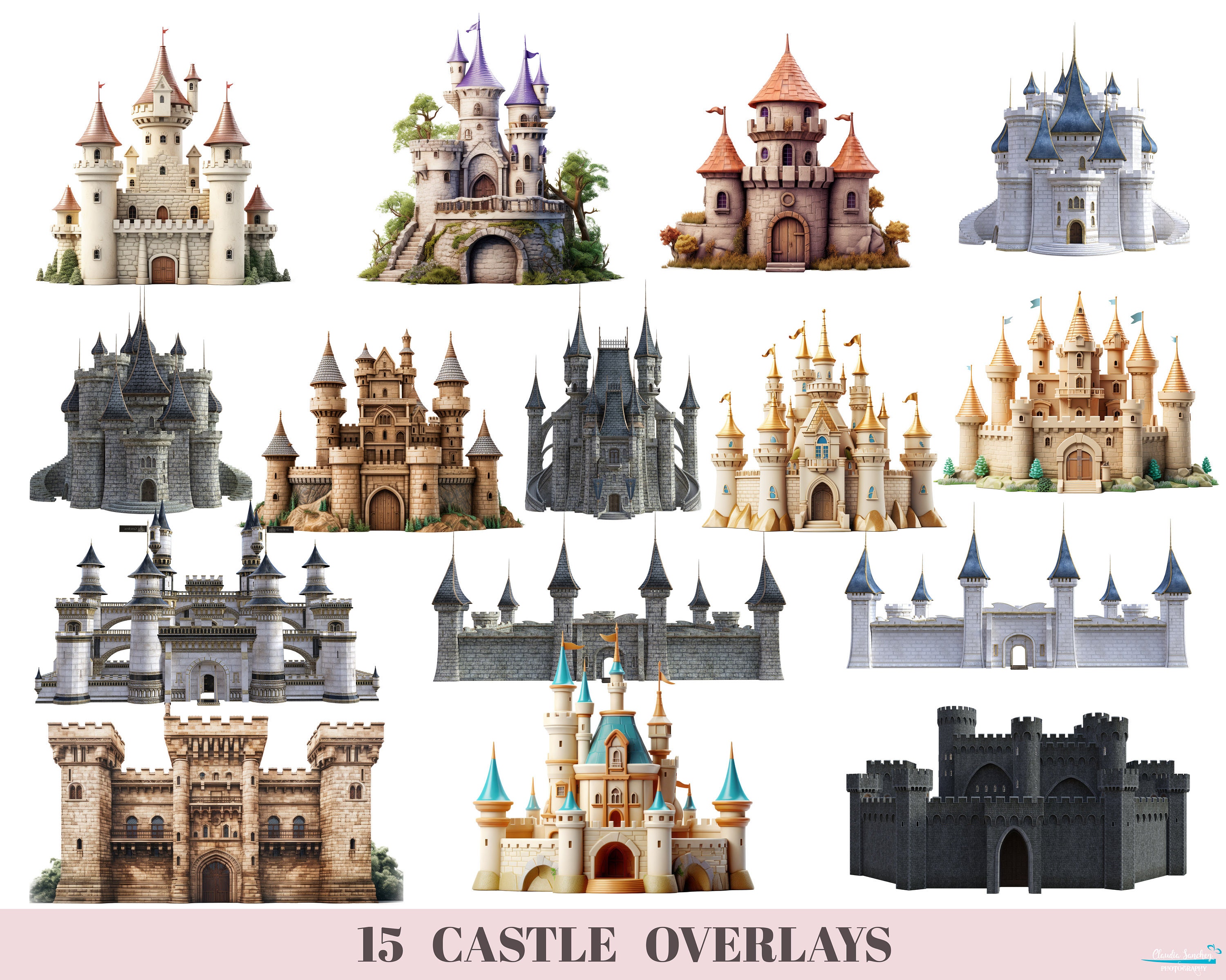 BUNDLE Castle Overlays, PNG Clipart, Compositing, Digital Art ...