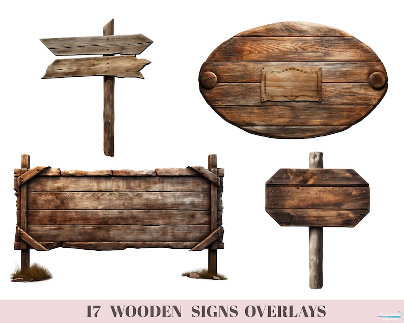 BUNDLE Wooden Signs Overlays, PNG Clipart, Compositing, Digital Art ...