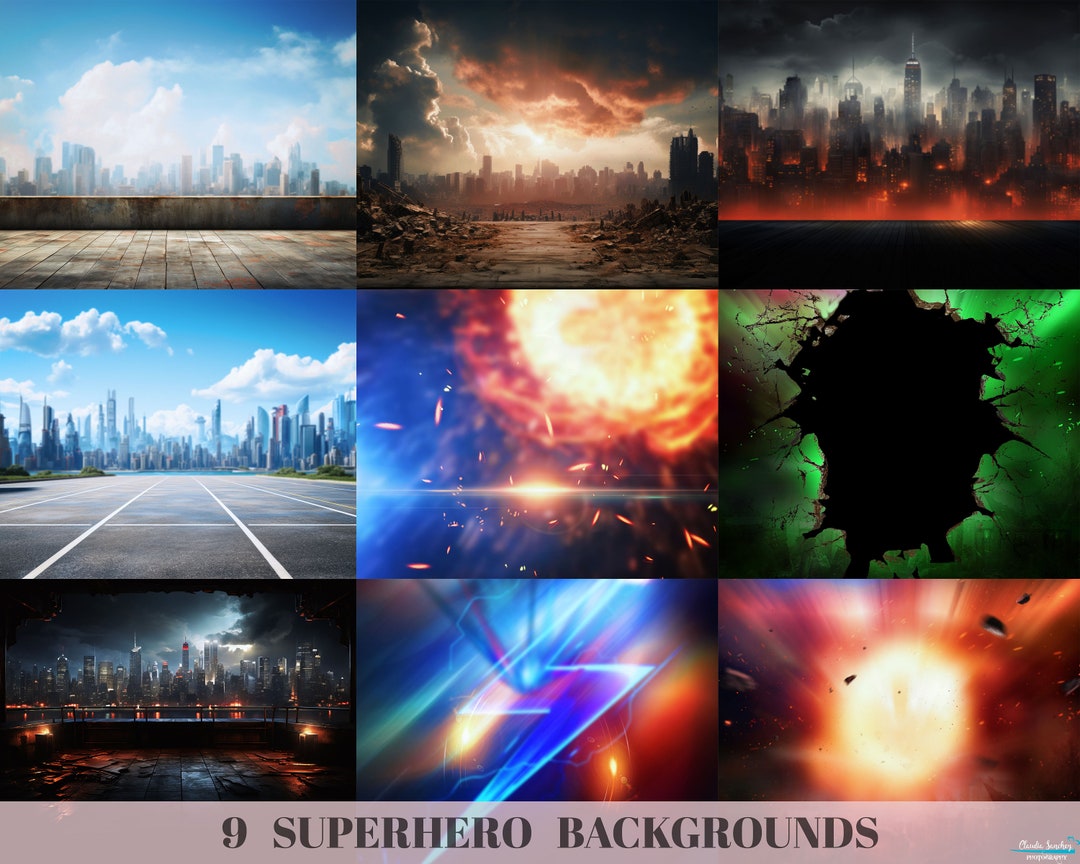 BUNDLE Superhero Digital Backgrounds and Costumes, Super Hero Cosplay ...