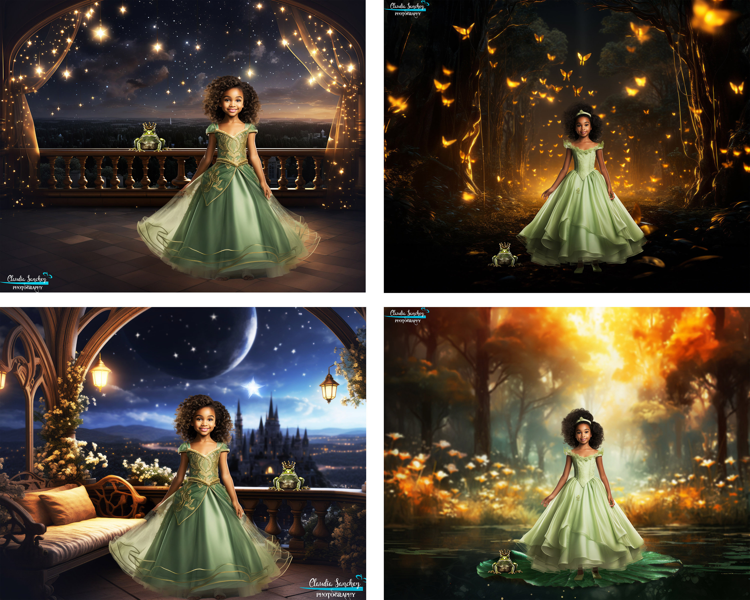 FOUR the Princess and the Frog Digital Backgrounds, Princess Backdrop ...