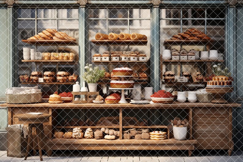 FOUR Bakery Digital Backdrops, Pastry Shop Background, JPG Files - Etsy