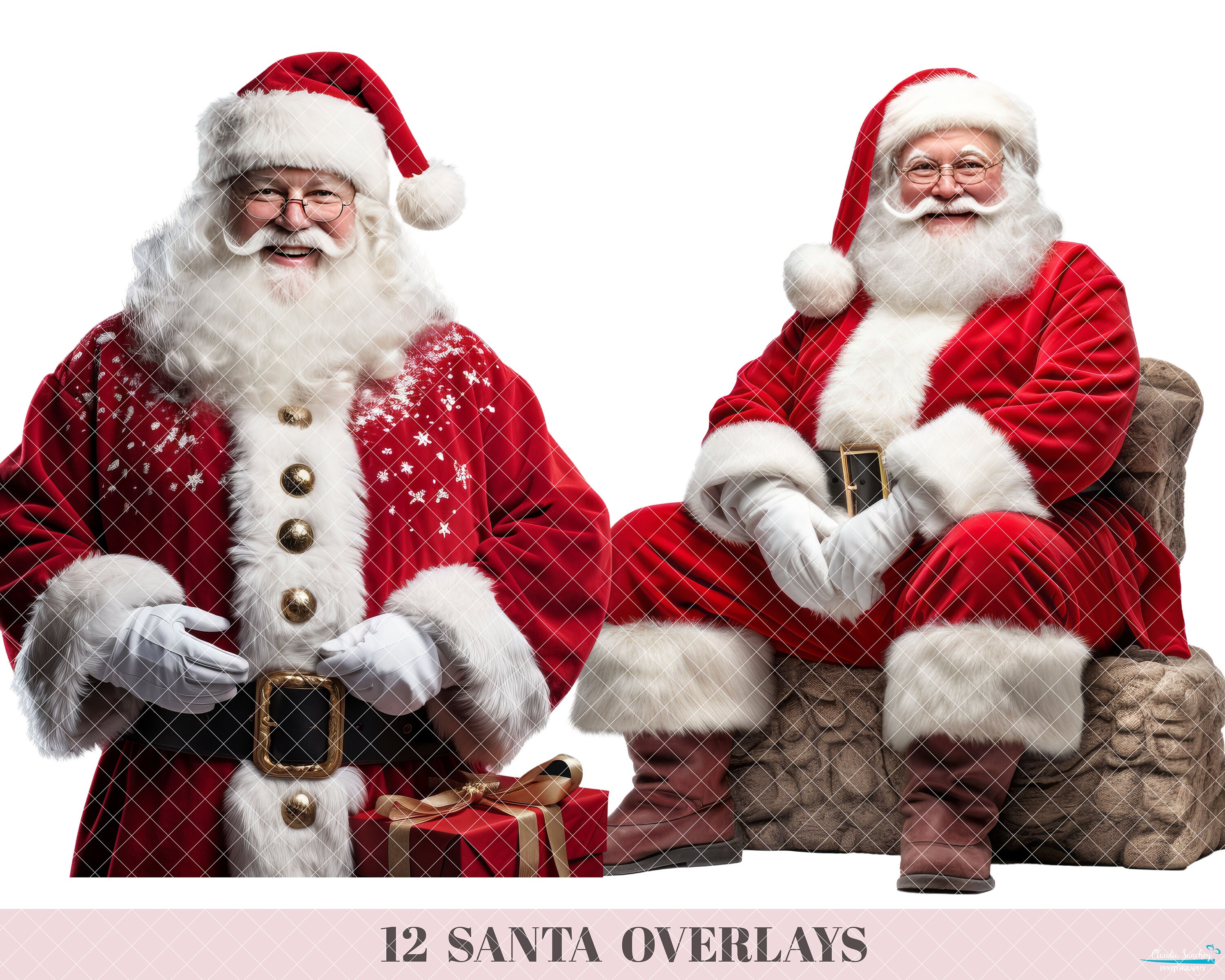 BUNDLE Santa Claus Overlays, Christmas, Digital Photo Overlays, PNG ...