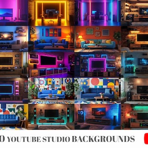 20 Professional Youtube Studio Backgrounds – Digital Backdrops (16:9 ...