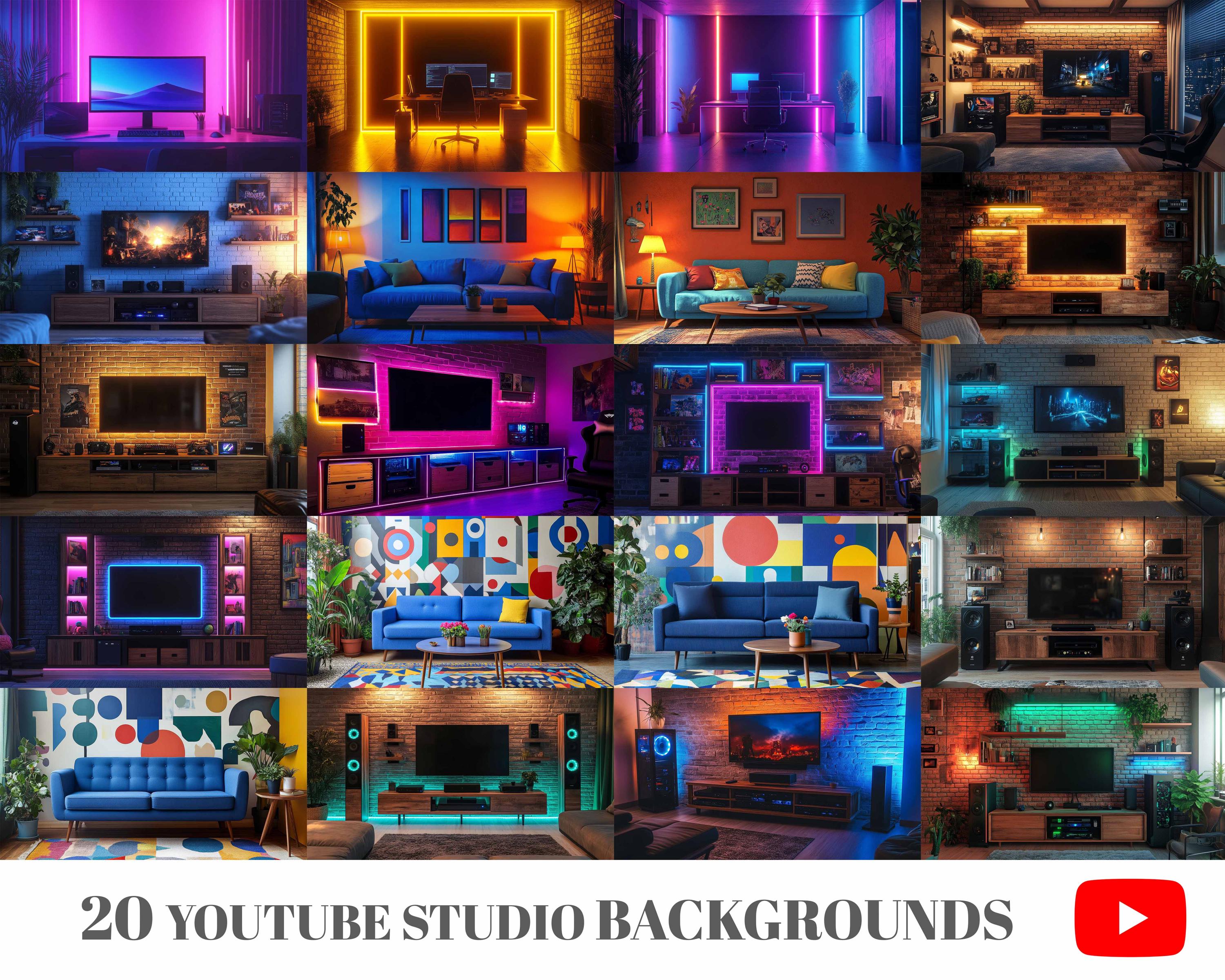 BUNDLE Digital Youtube Studio Backgrounds - Professional Virtual ...