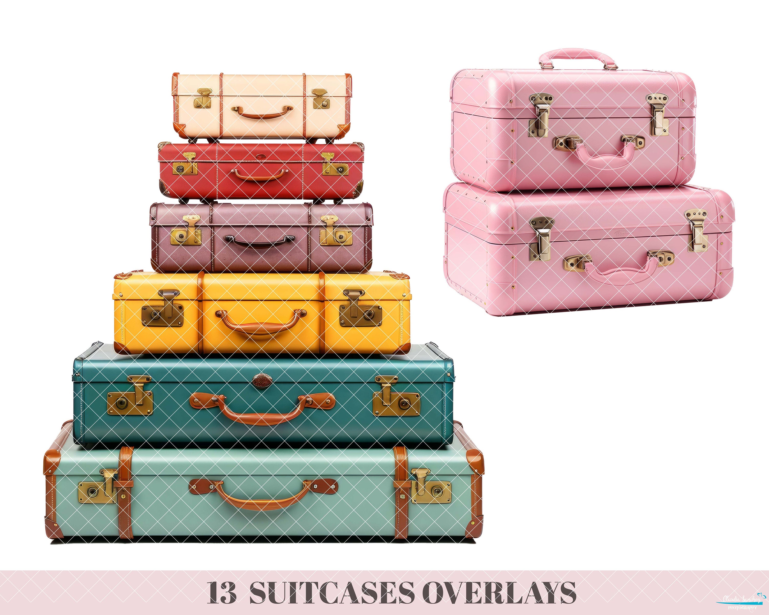 BUNDLE Suitcase Overlays, Lugagge PNG Clipart, Compositing, Digital Art ...