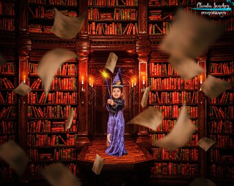 Wizard Library Backdrop - Etsy