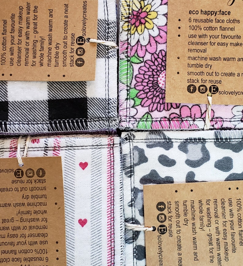 Handmade Reusable Cotton Flannel Face Cloths With Black - Etsy