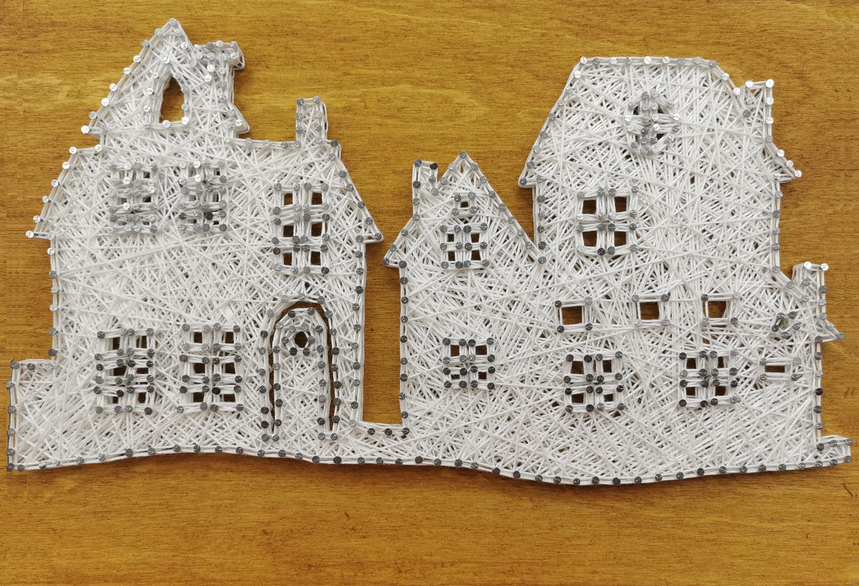 Christmas Village Set String Art Pattern Christmas House - Etsy