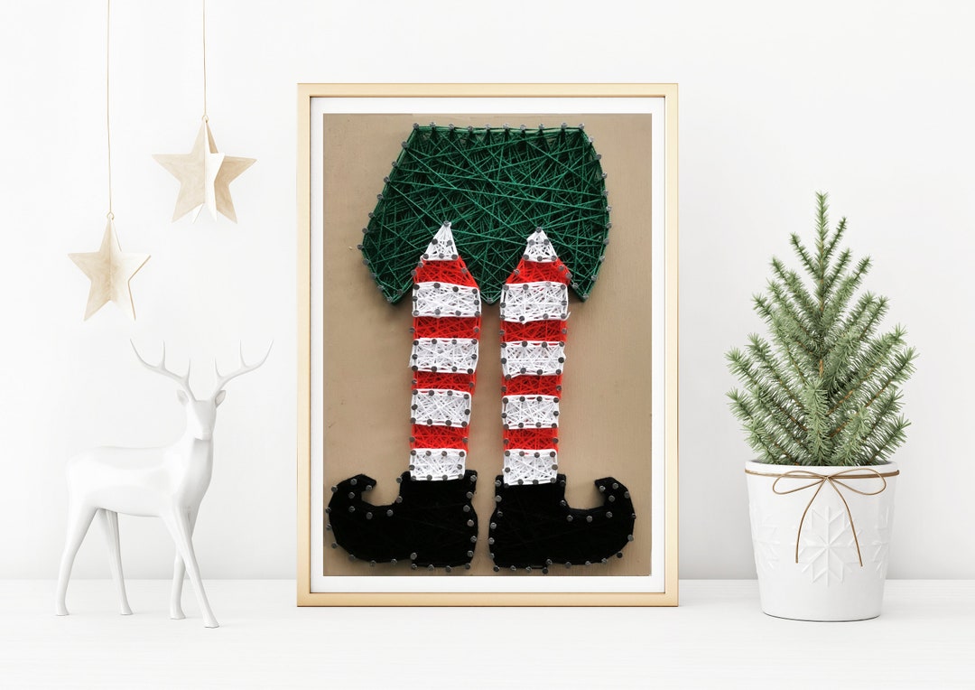Christmas Elf String Art Template, Kids String Art Pattern, Christmas ...