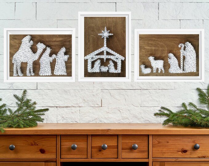 Nativity Set String Art Pattern, Christmas String Art Template ...