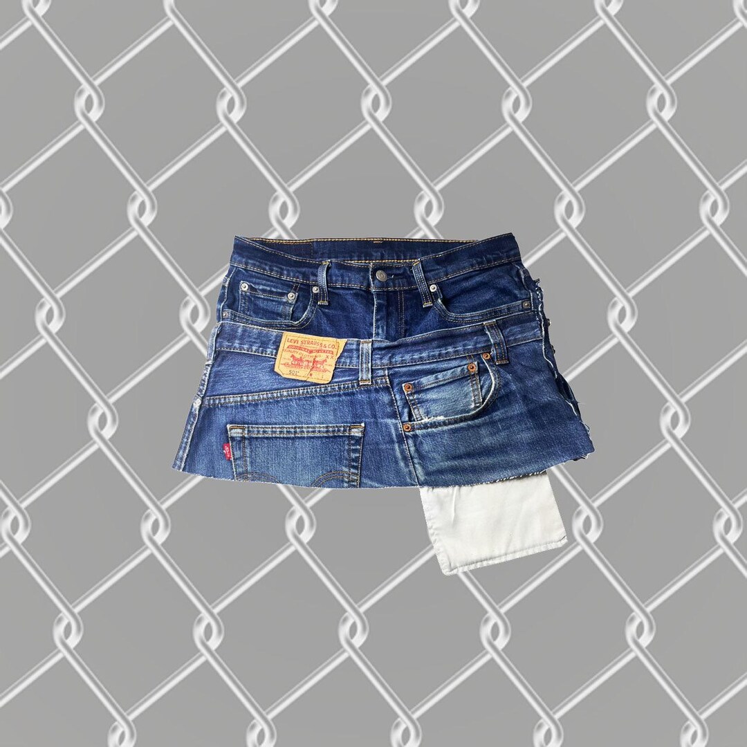 Levi’s Reworked Vintage Double Denim Low Waist Mini Skirt Size Small ...
