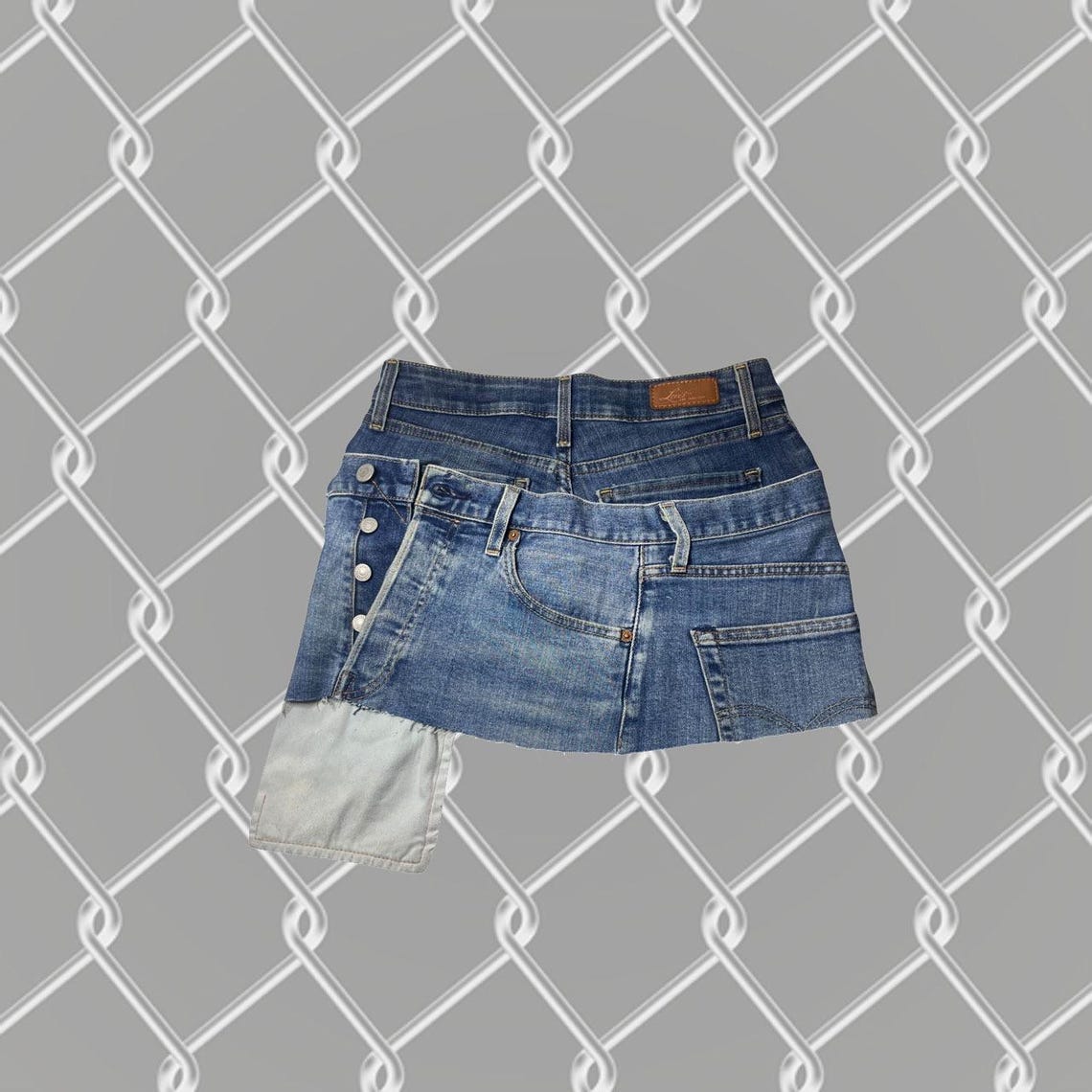 Levi’s Reworked Vintage Double Denim Low Waist Mini Skirt Size Small ...