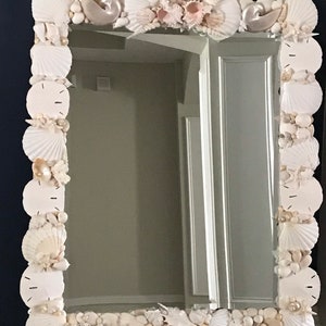 Custom Coral and Pearlized Nautilus Sea Shell Mirror With Top and ...
