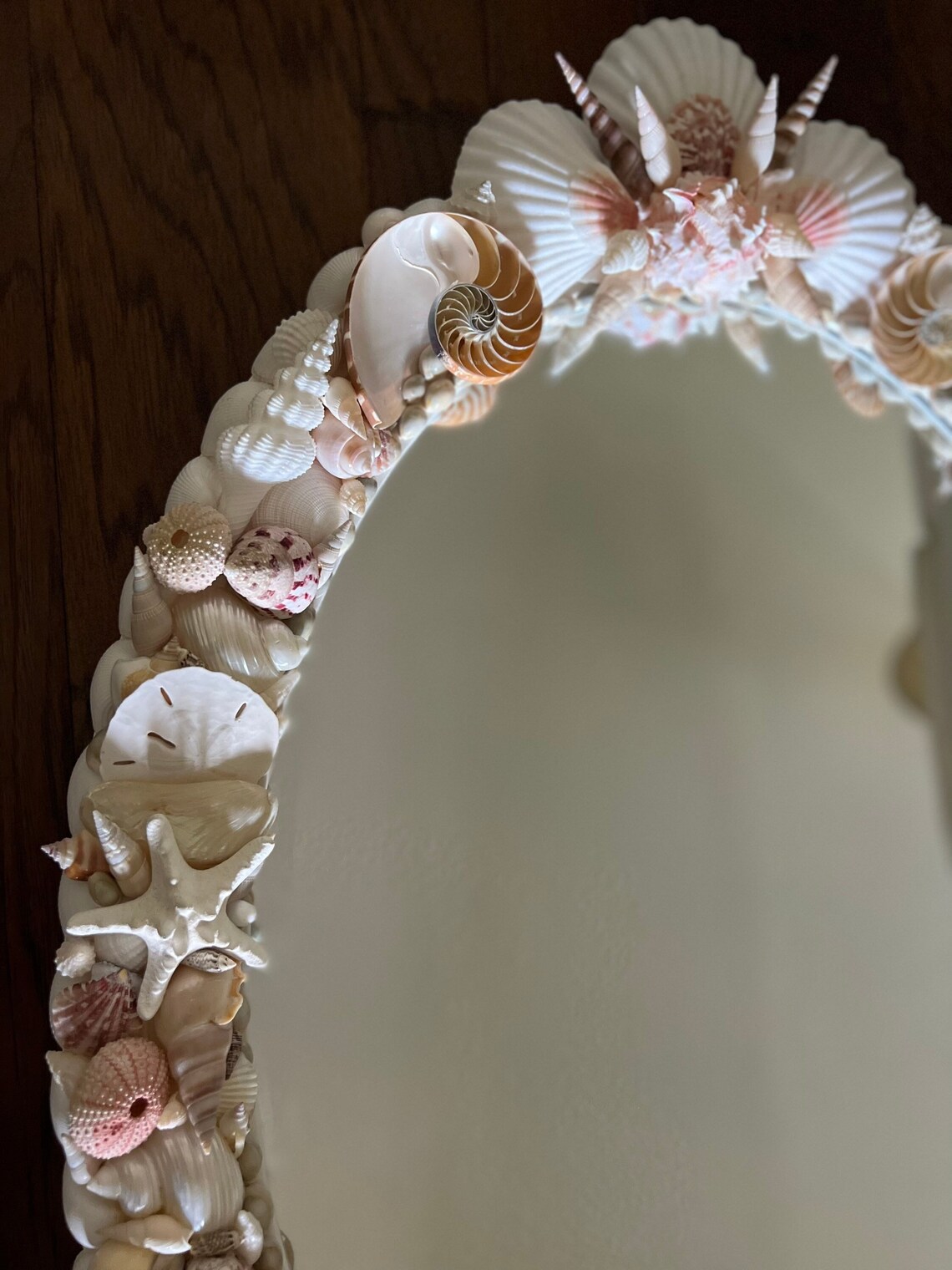 Pink Accents Oval Custom Seashell Mirror - Etsy