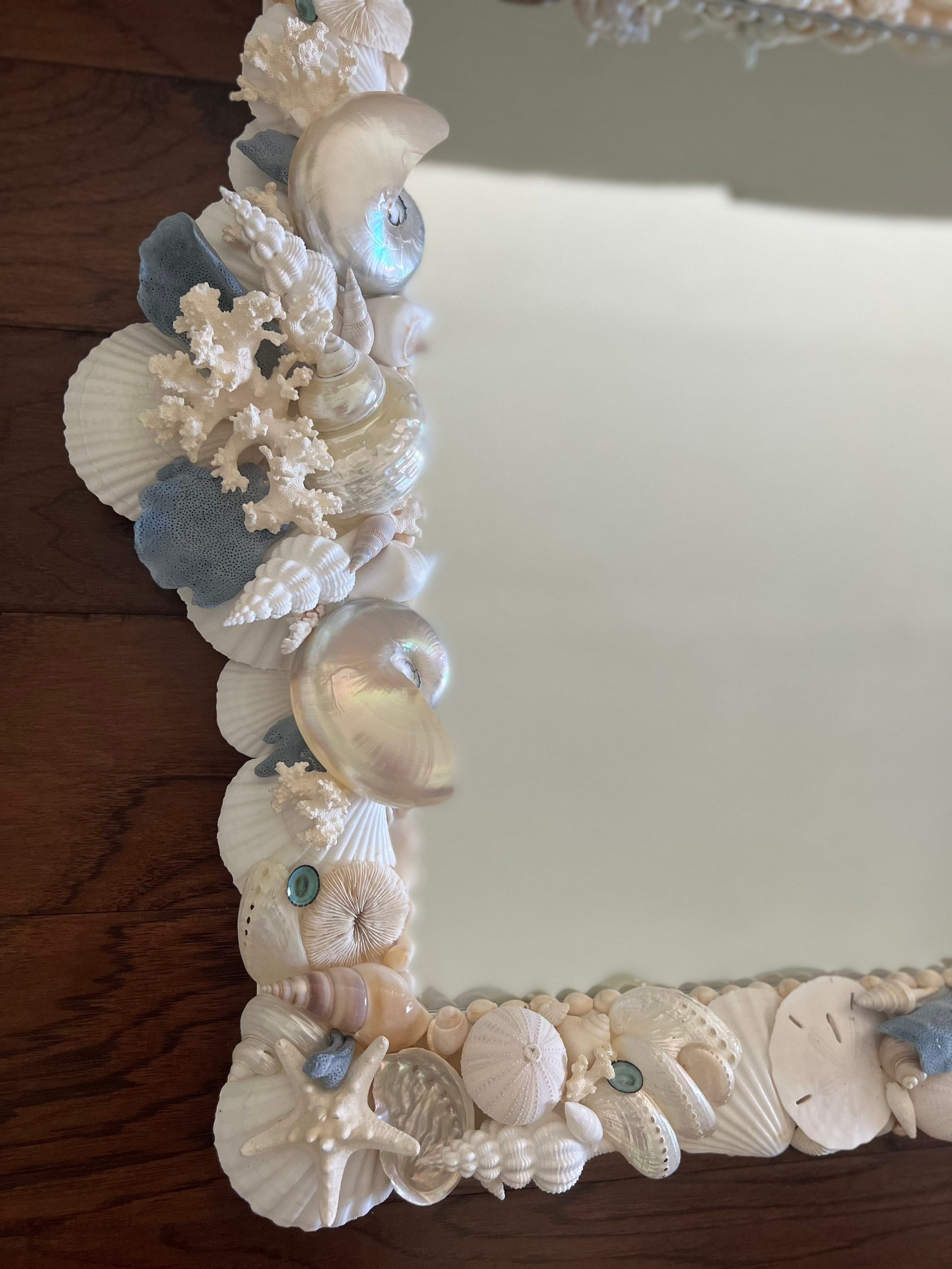 Blue Coral Extra Large Custom Seashell Mirror - Etsy