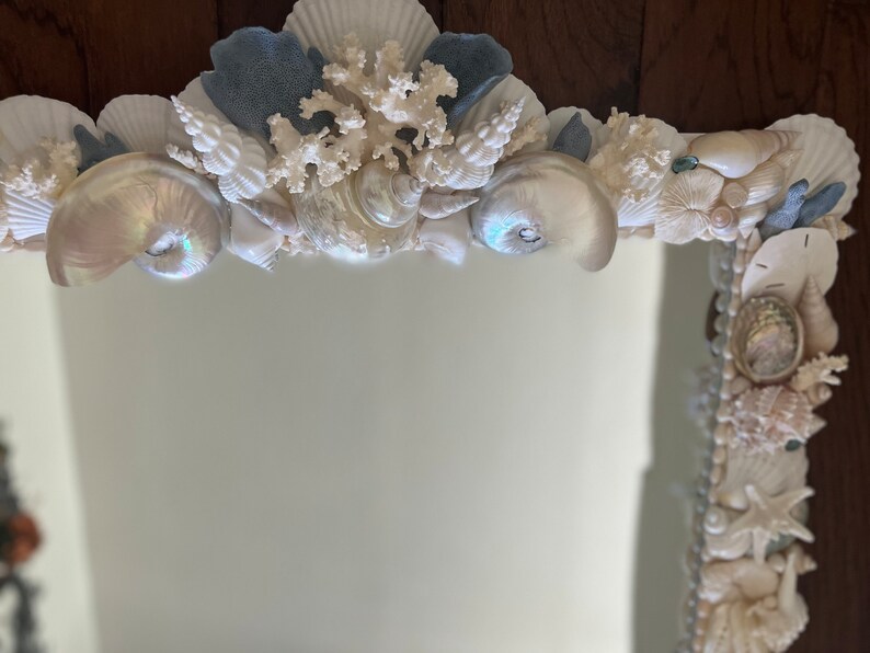 Blue Coral Extra Large Custom Seashell Mirror - Etsy