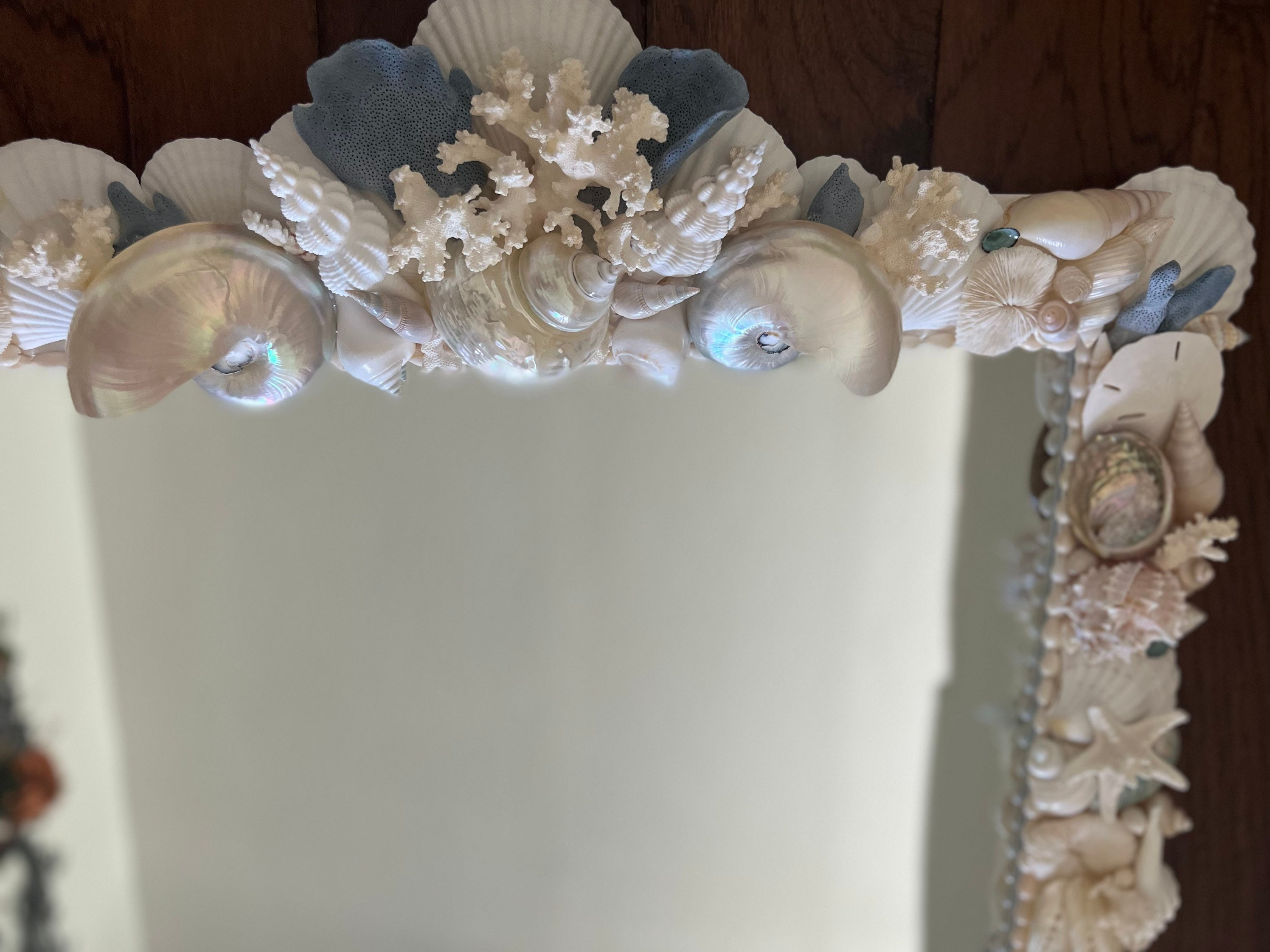 Blue Coral Extra Large Custom Seashell Mirror - Etsy