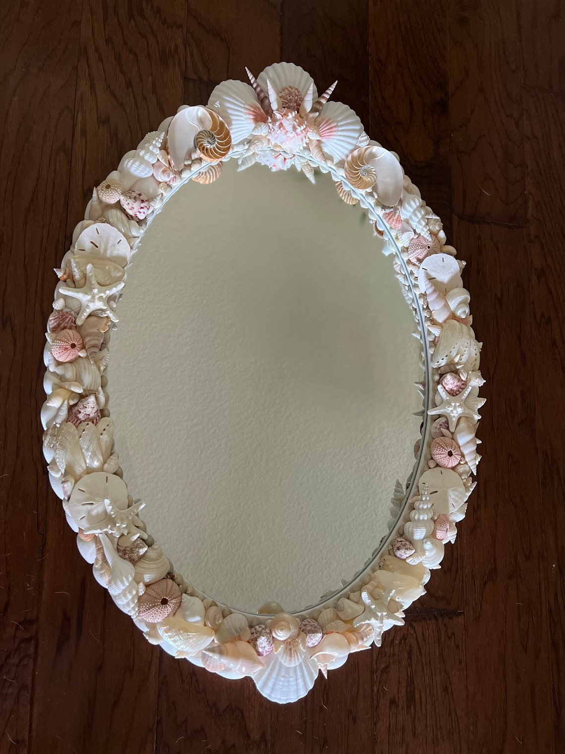 Pink Accents Oval Custom Seashell Mirror - Etsy