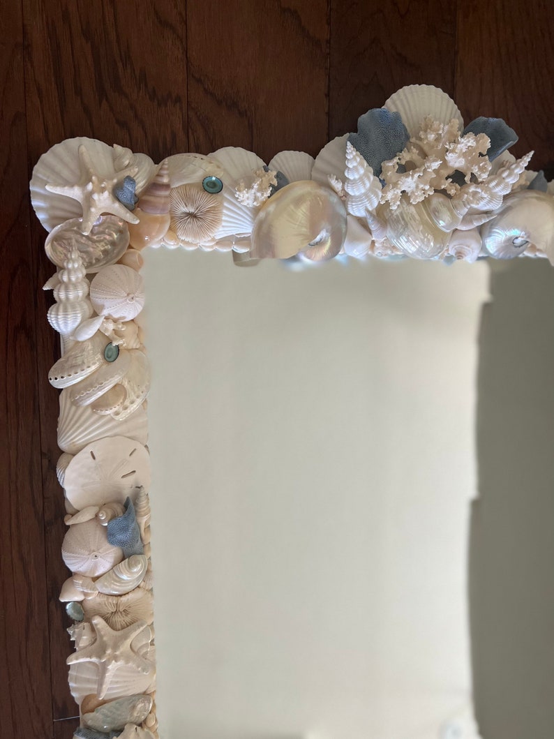 Blue Coral Extra Large Custom Seashell Mirror - Etsy