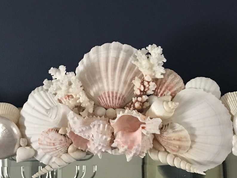 Custom Coral and Pearlized Nautilus Sea Shell Mirror With Top and ...
