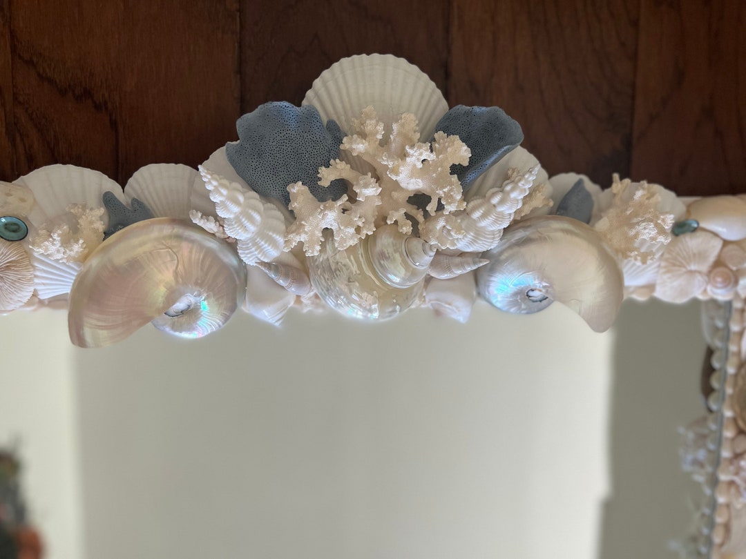 Blue Coral Extra Large Custom Seashell Mirror - Etsy
