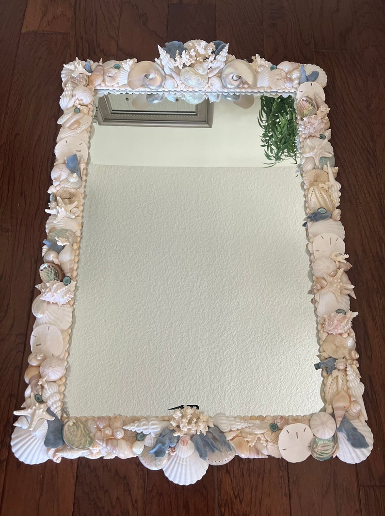 Blue Coral Extra Large Custom Seashell Mirror - Etsy
