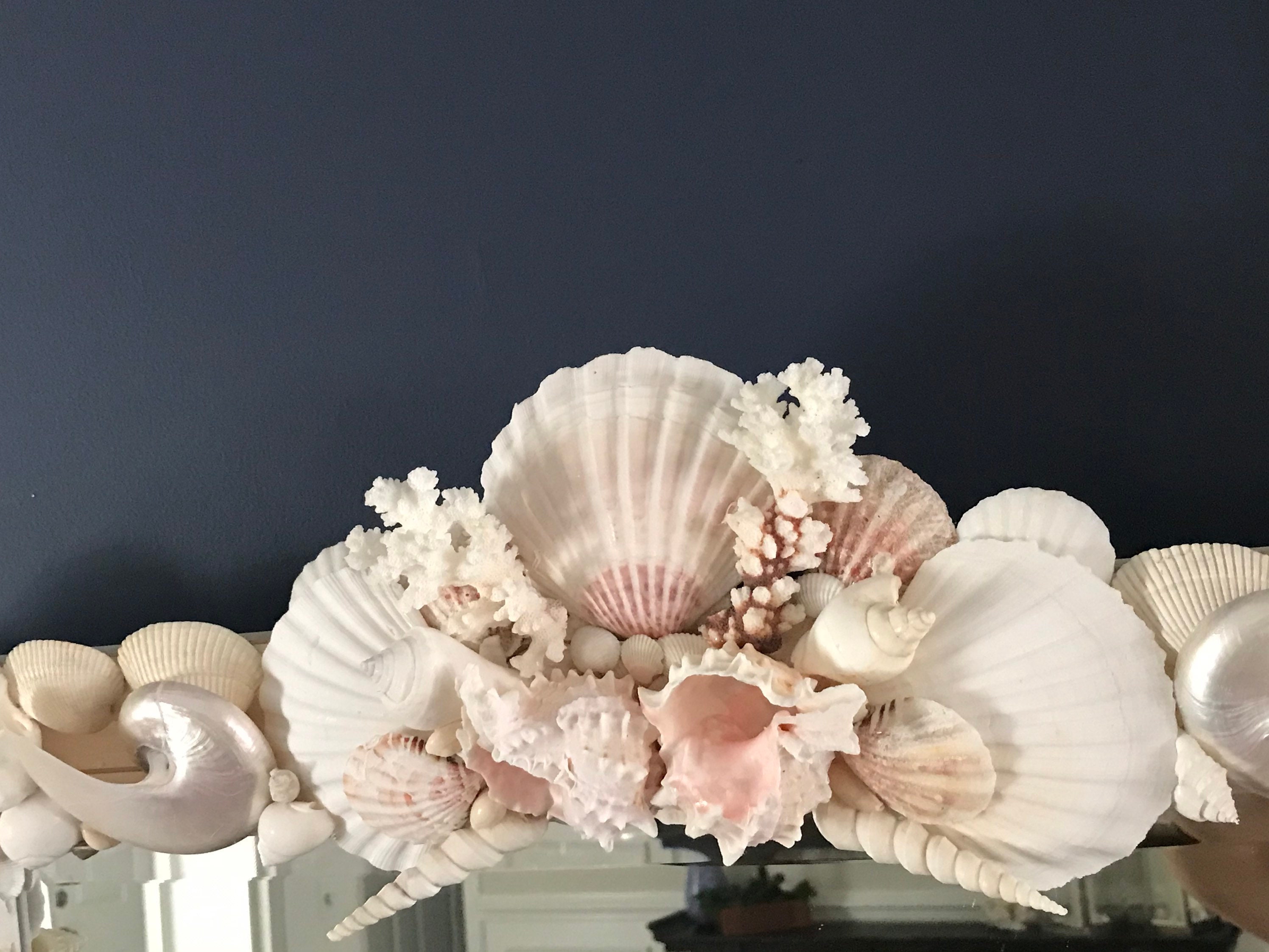 Custom Coral and Pearlized Nautilus Sea Shell Mirror With Top and ...