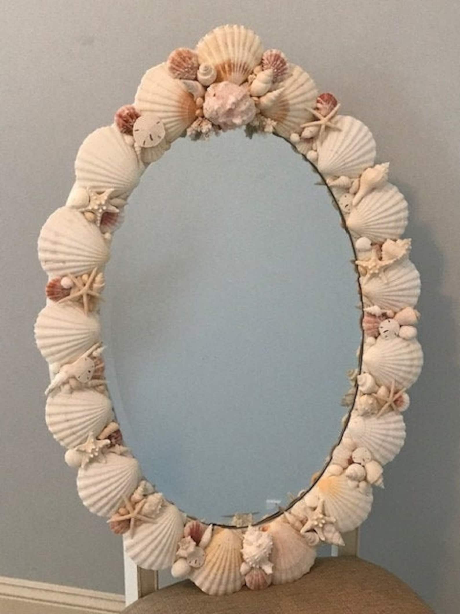 Pink Accents Oval Custom Seashell Mirror - Etsy