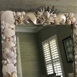 Pearlized Nautilus and Coral Custom Sea Shell Mirror | Etsy