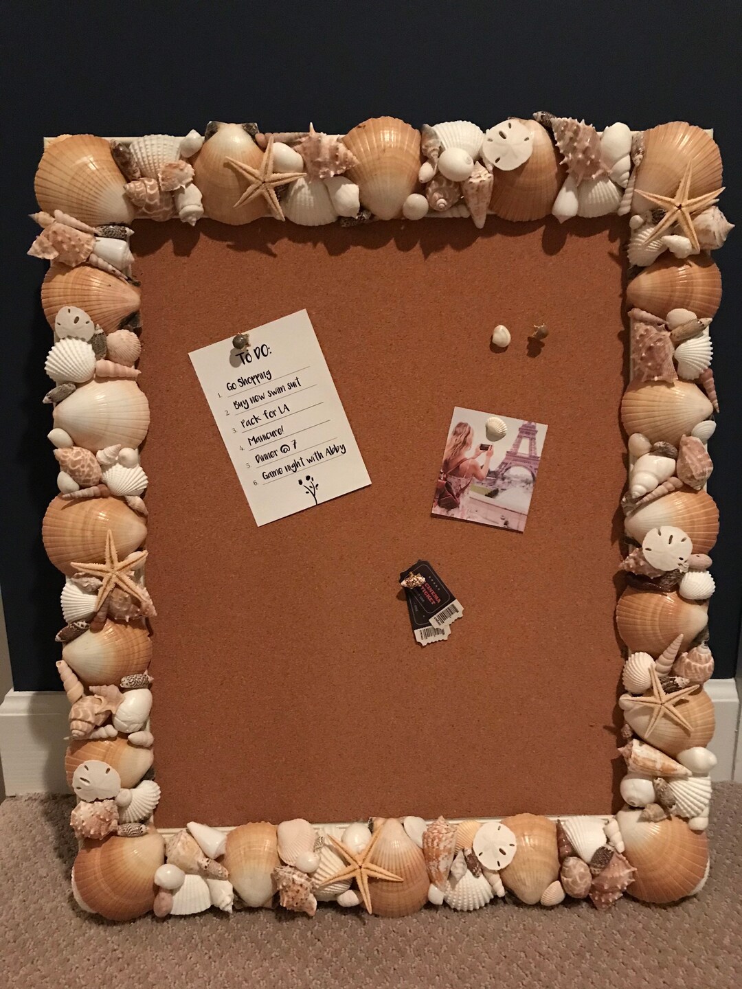IN STOCK - Seashell Cork Message Board With Shell Thumbtacks - Etsy