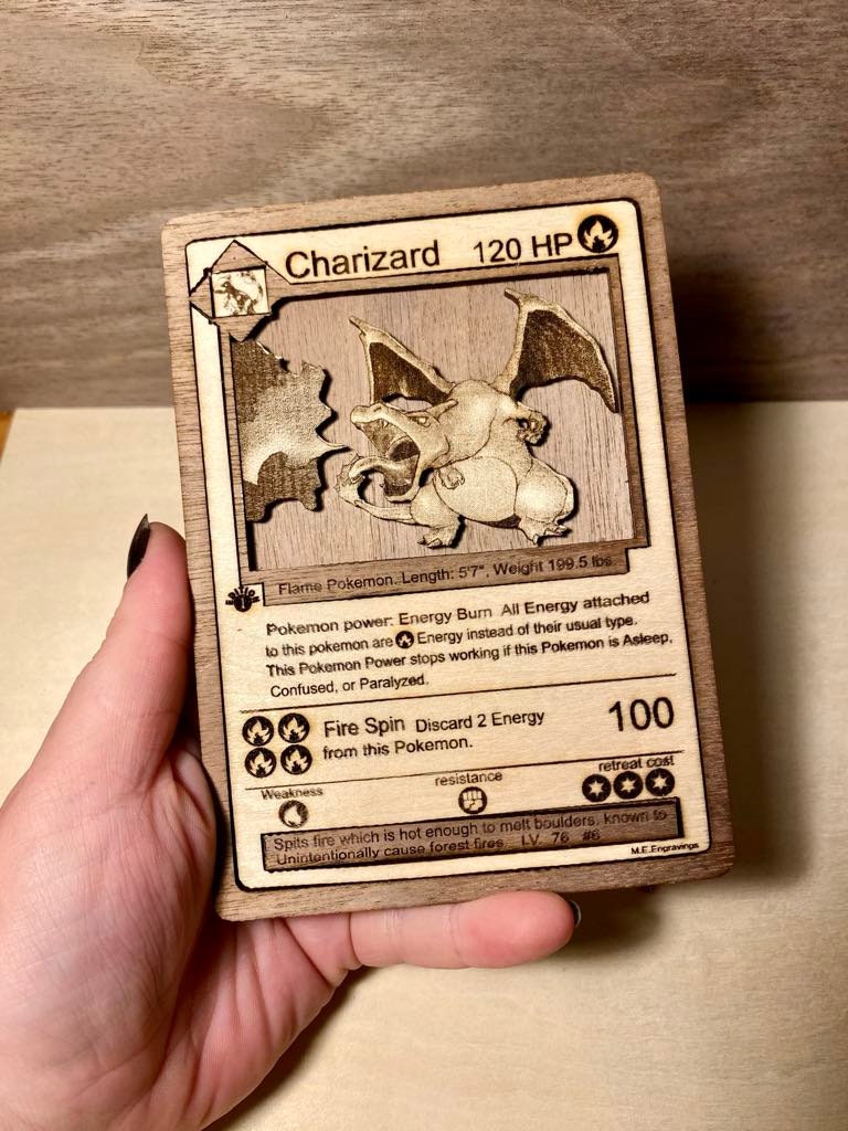 Charizard 3D Wooden Pokemon Card | Handcrafted Gift | Laser Engraved - Etsy