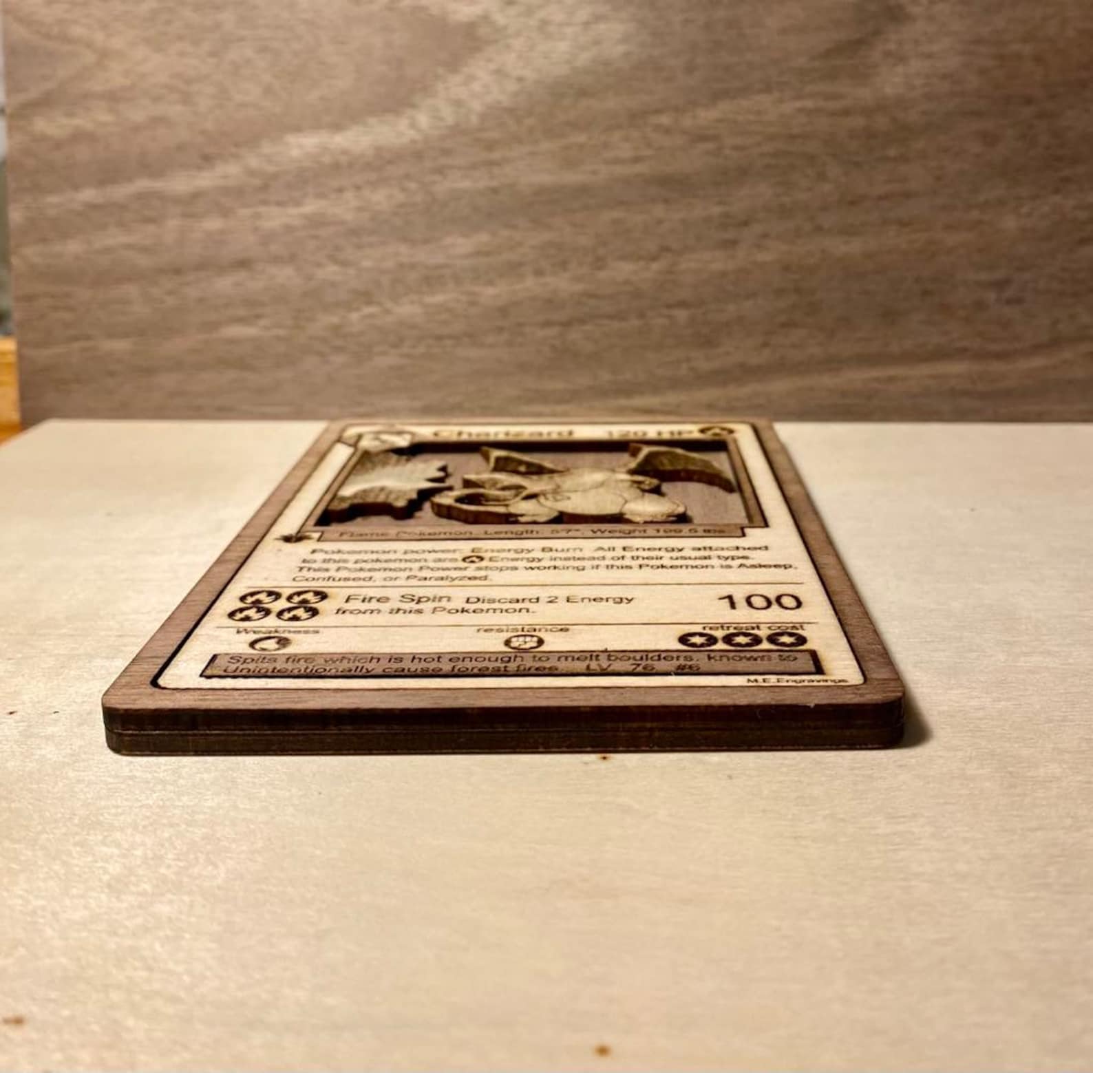 Charizard 3D Wooden Pokemon Card | Handcrafted Gift | Laser Engraved - Etsy