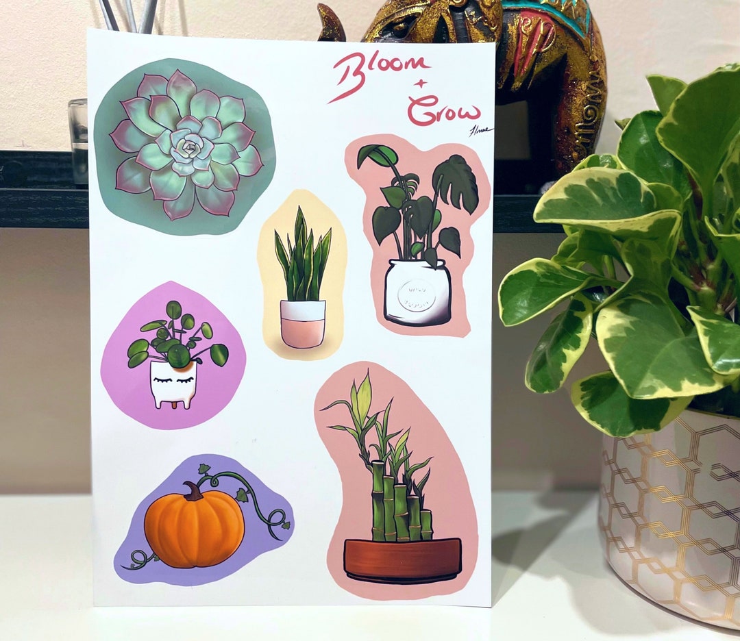 Plant Lover Sticker Set, Vinyl Sticker Sheet, Indoor Plants, Vinyl ...
