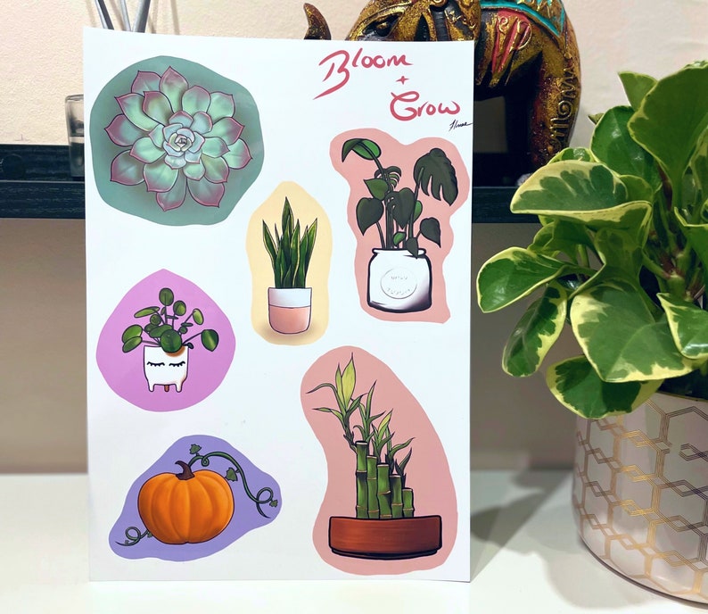 Plant Lover Sticker Set, Vinyl Sticker Sheet, Indoor Plants, Vinyl ...