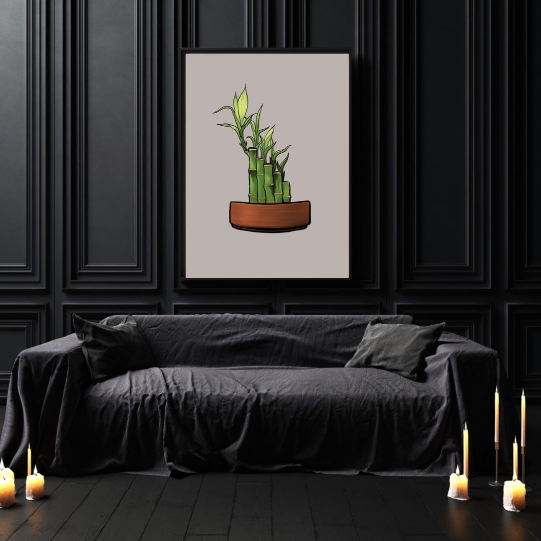 Lucky Bamboo Art Print, 5 Stalks, Japanese Decor (digital Download) - Etsy