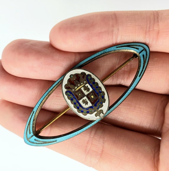 VICTORIAN Sterling and Guillouche Crest Coat of Arms … - Gem