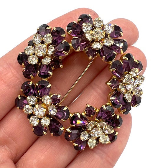 KRAMER of New York Purple Floral Wreath Brooch Kramer NY - Etsy