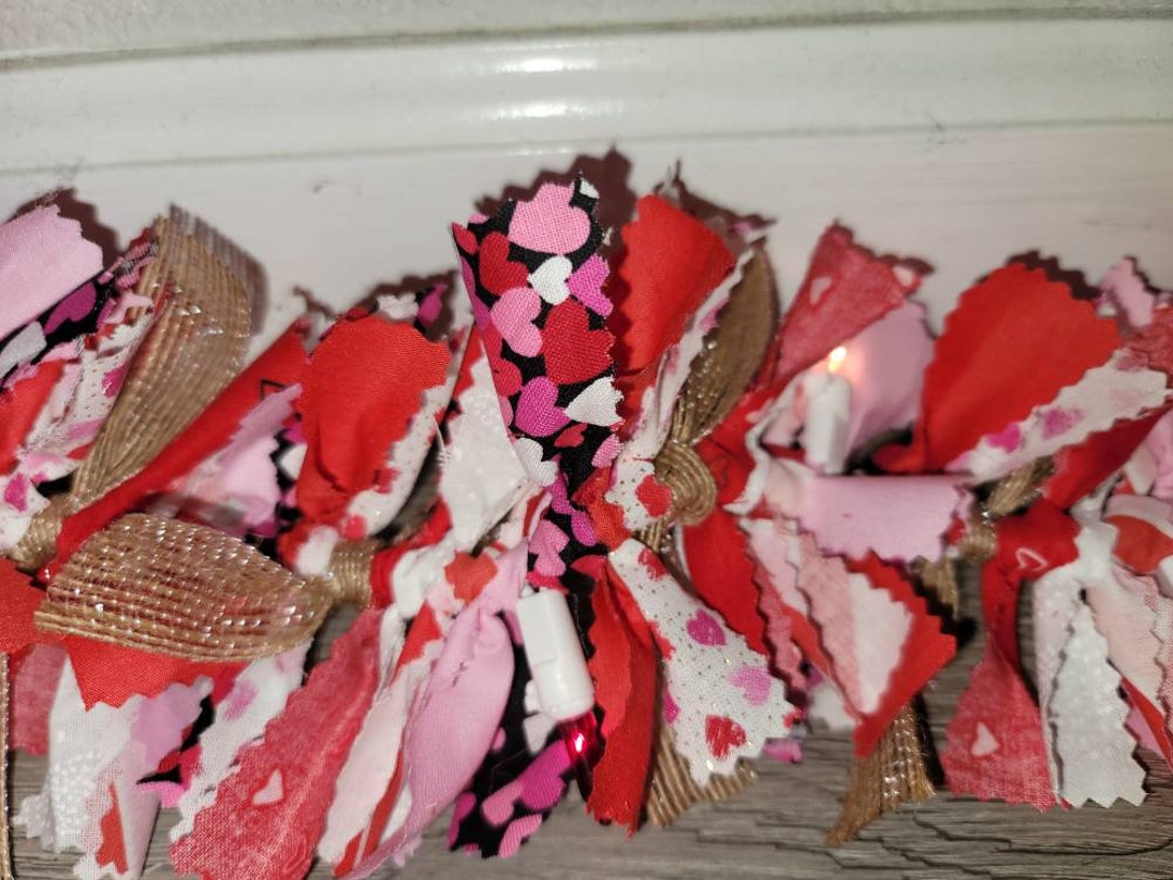 Valentine Lighted Rag Garland 11ft - Etsy
