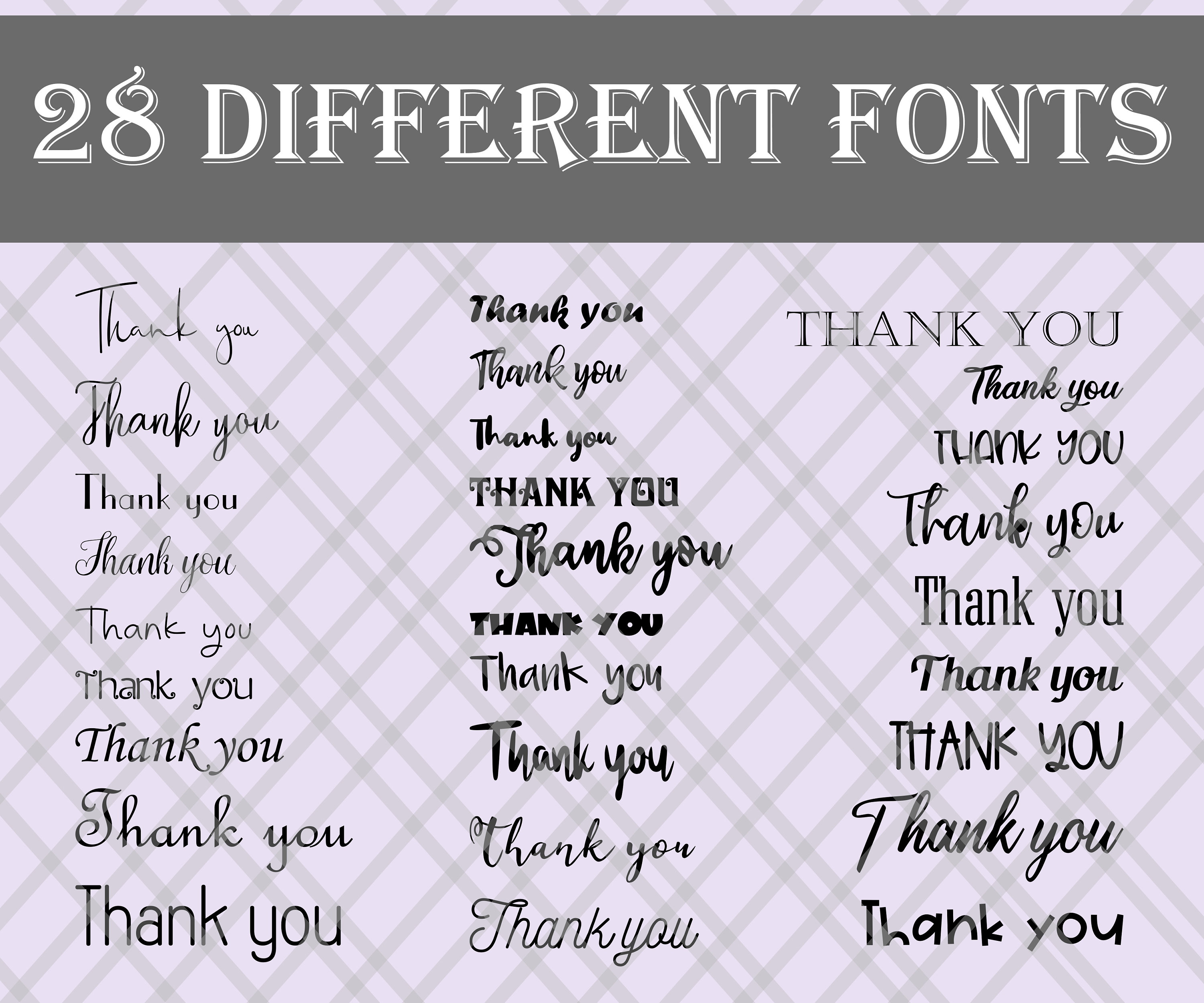 Thank You SVG Bundle 28 Font Styles and 8 Frames Mix & Match - Etsy