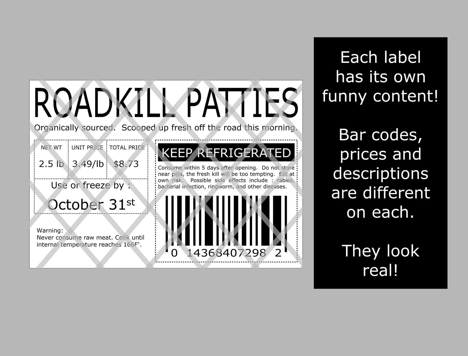 Meat Labels Halloween Pranks Fake Food Labels Funny Food - Etsy