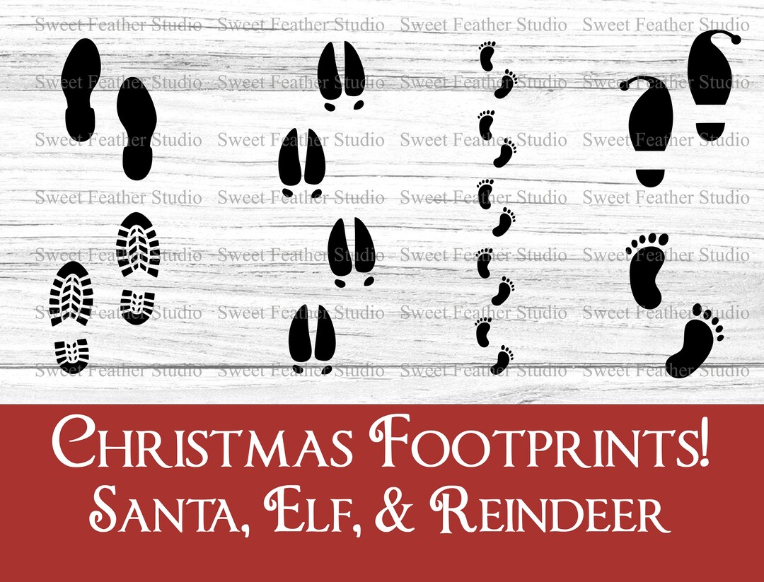 Santa Claus, Elf, Reindeer FOOTPRINT SVG - for Stenciling, Vinyls ...
