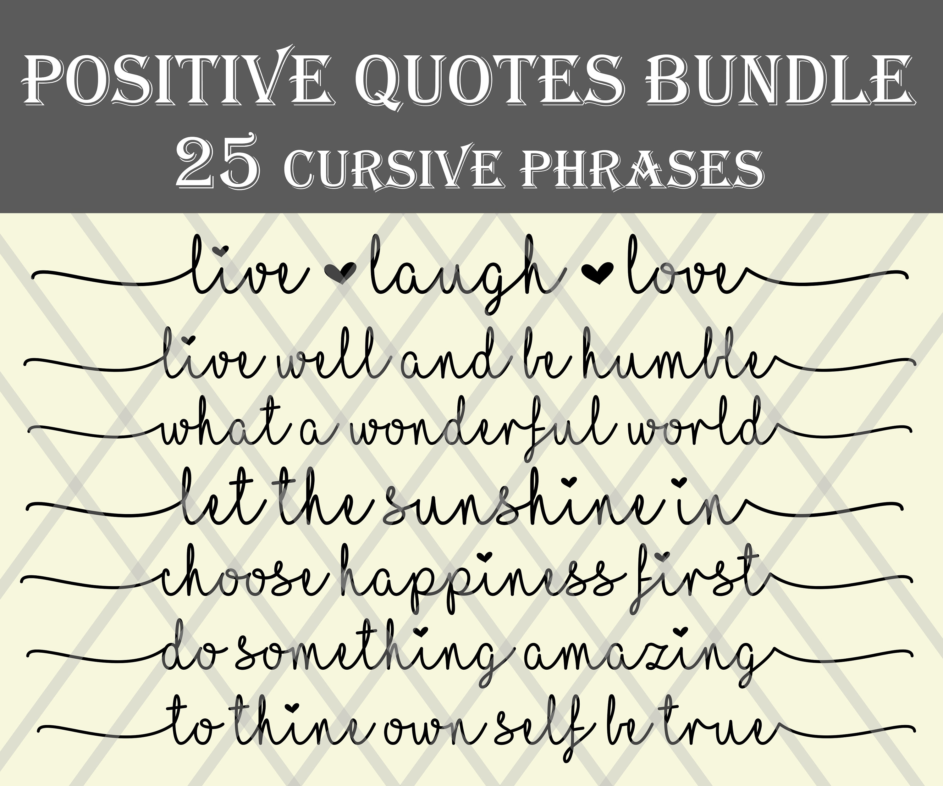 SVG Bundle 25 Positive Quotes in a Cursive Font for - Etsy
