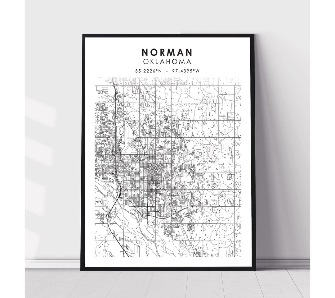 Norman Map Print | Norman Oklahoma Map Print | Norman Oklahoma Map ...