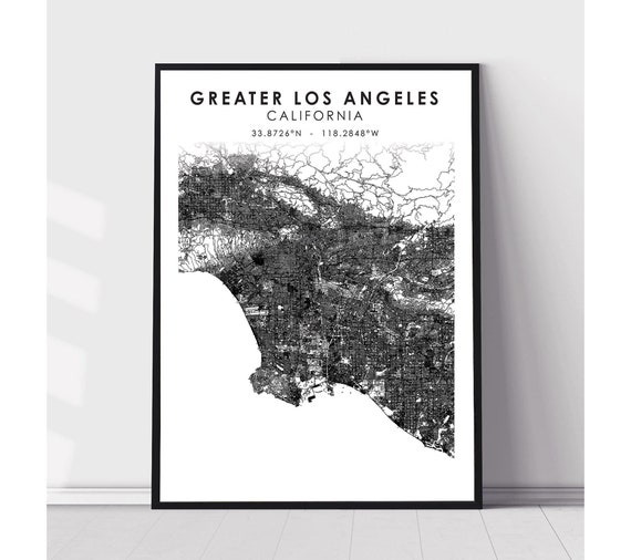 Greater Los Angeles Map Print Greater Los Angeles California - Etsy