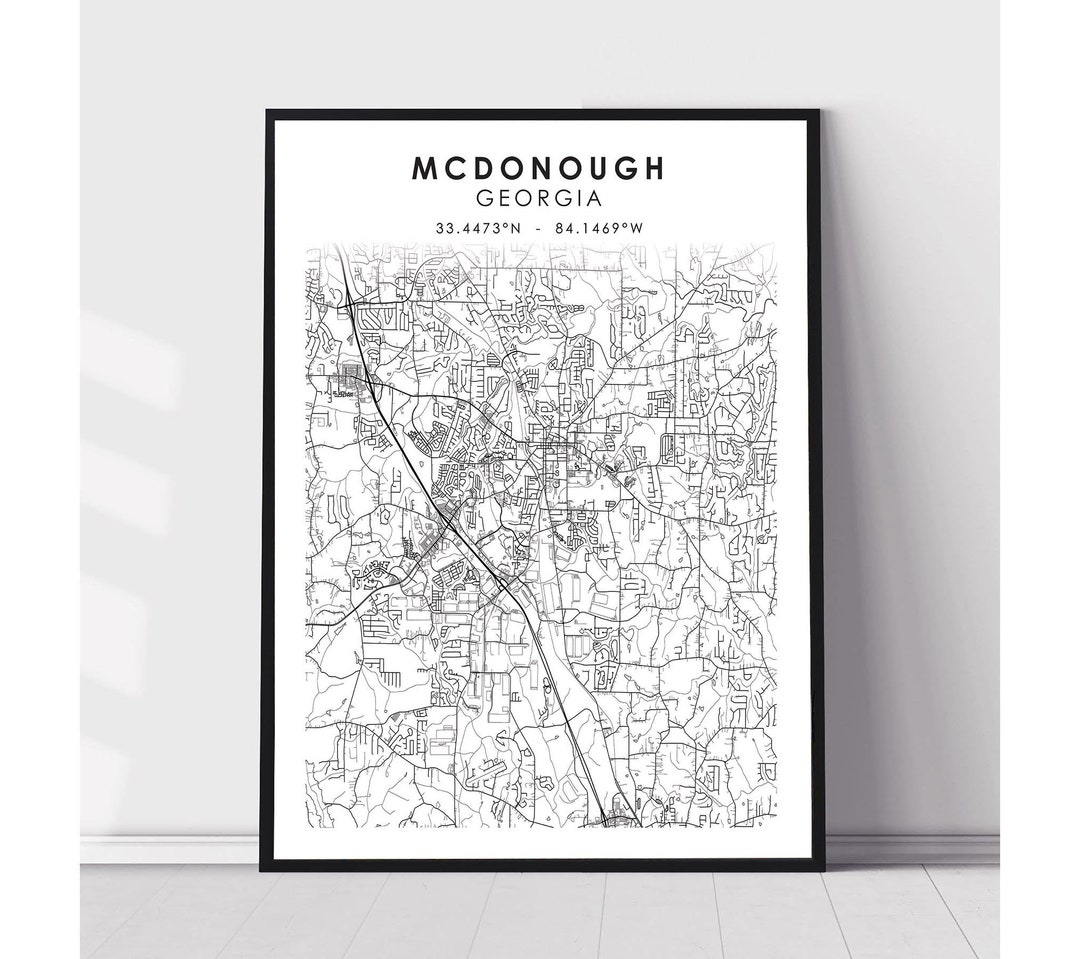 Mcdonough Map Print | Mcdonough Georgia Map Print | Mcdonough Georgia ...