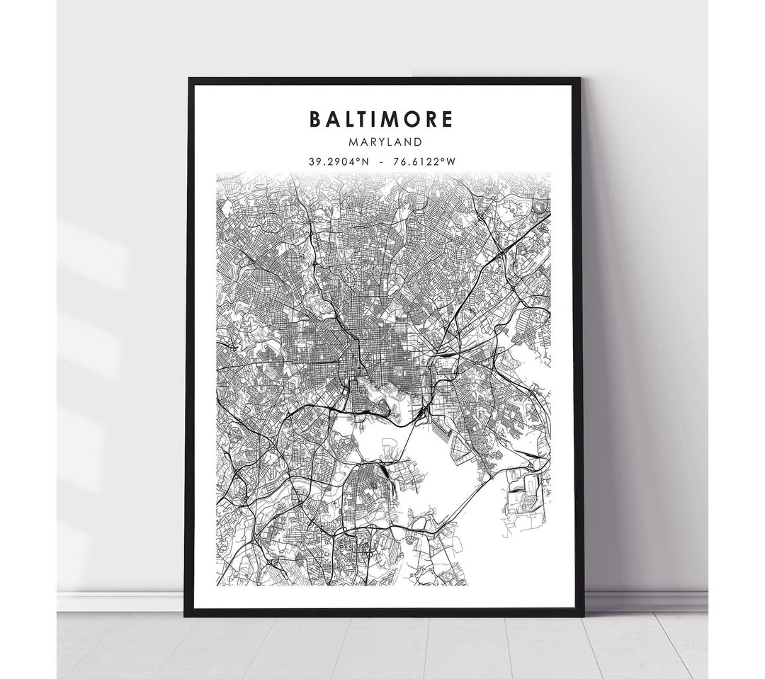 Baltimore City Map Print | Baltimore Maryland Map Print | Baltimore ...